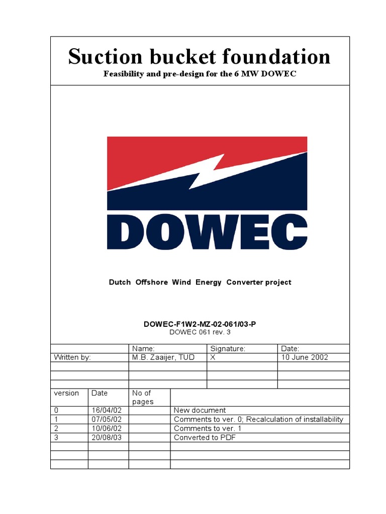 Suction Bucket Foundations for DOWEC | PDF | Deep Foundation | Offshore ...