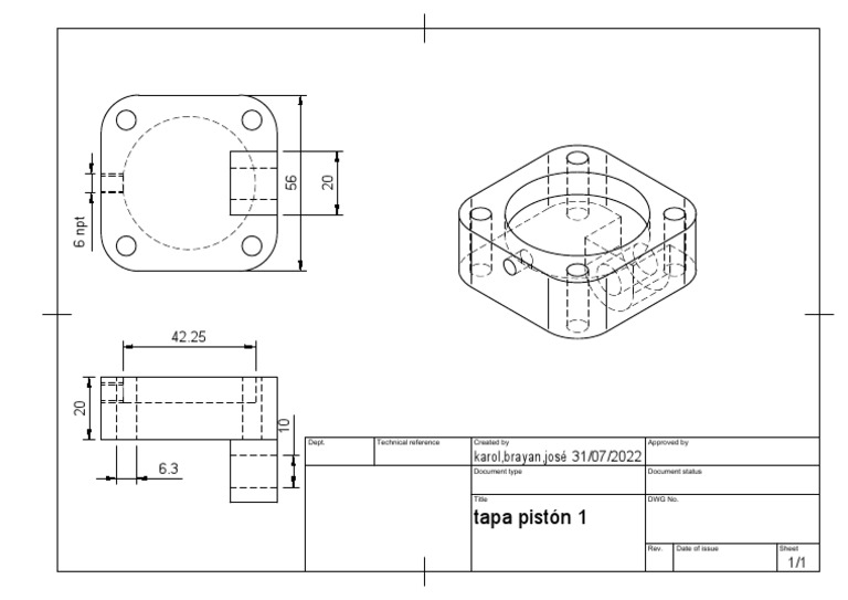 Tapa Pistón 1 Dibujo v2 | PDF