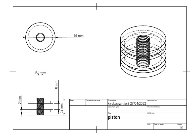 Piston Parte 1 Dibujo v5 | PDF