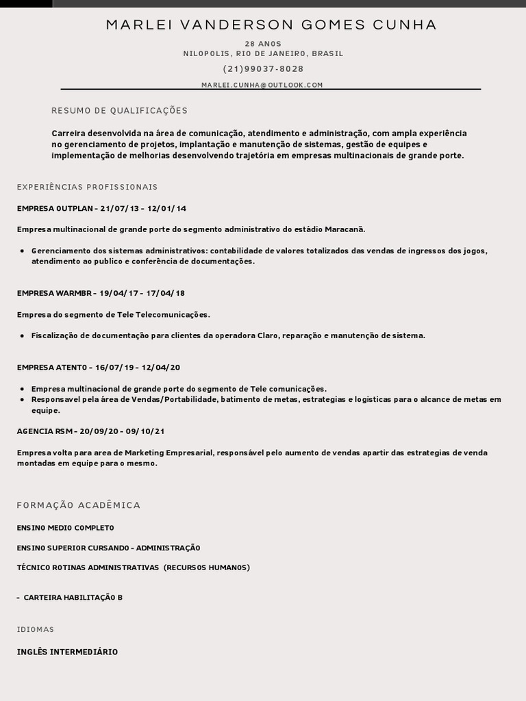 Currículo Profissional Da TI Preto e Cinza | PDF