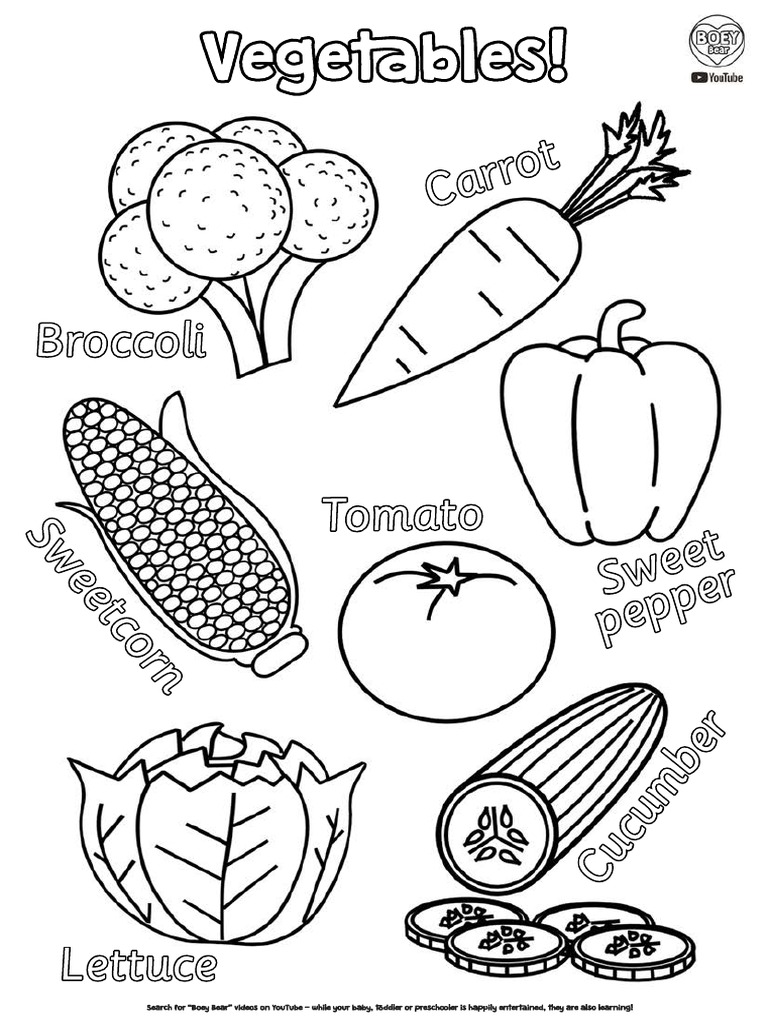 Fruit & Vegetables Colouring Page Free Printable From Boey Bear | PDF