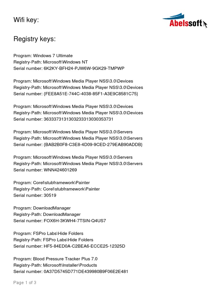 Detailed Registry Information for Installed Programs and Devices on a Windows Computer | PDF ...