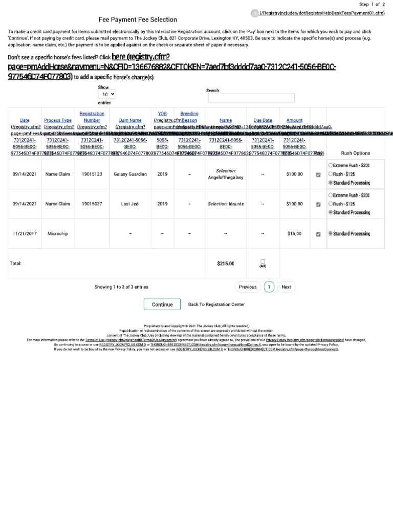 Jockey Club Interactive Registration Payments | PDF