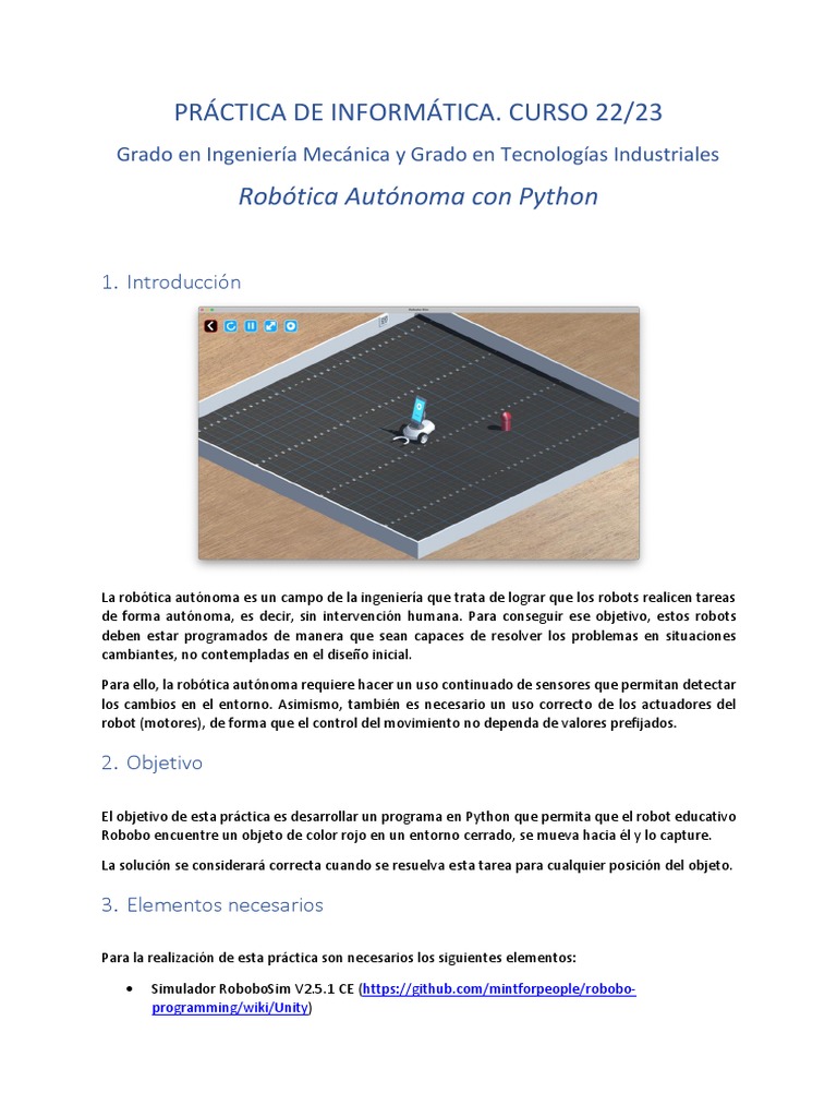 Práctica Robótica con Python | PDF | Robot | Robótica