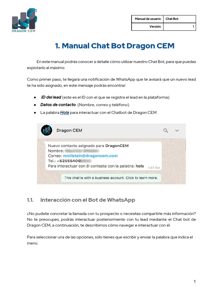 Manual WhatsApp - Dragon CEM | PDF | Chat en linea | Internet Bot