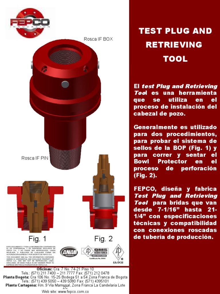 Ficha Tecnica Test Plug and Bowl Protector | PDF