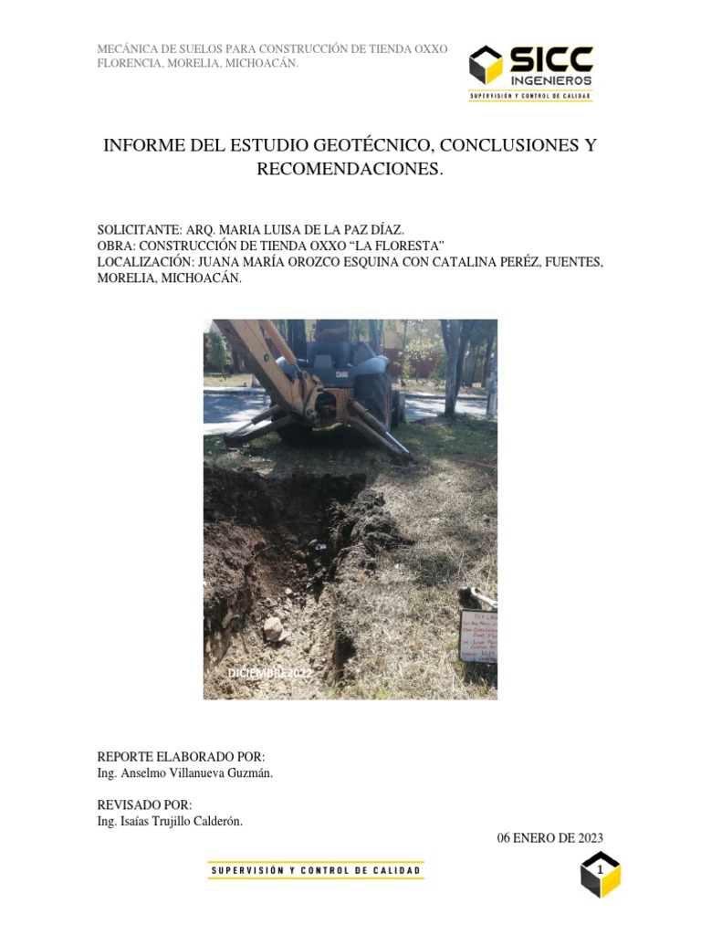 Informe Del Estudio Geotécnico Oxxo Floresta | PDF | Fundación (Ingeniería) | Mecánica de suelos