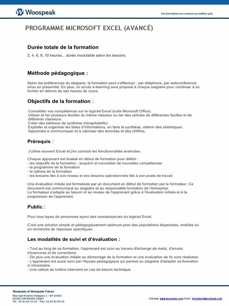 Programme Microsoft Excel Avance | PDF