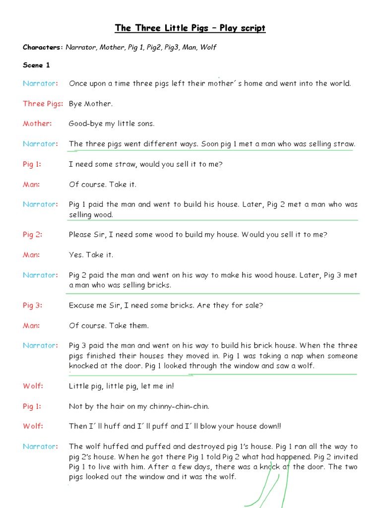 Playscript-Three Little Pig | PDF | Home & Garden | Mystery, Thriller & Crime Fiction
