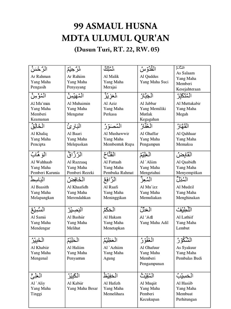 99 Asmaul Husna | PDF