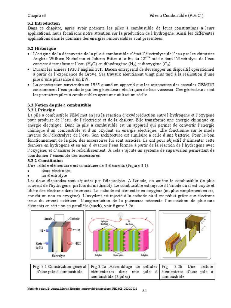 Fonctionnement des Piles à Combustible | PDF | Pile à combustible ...