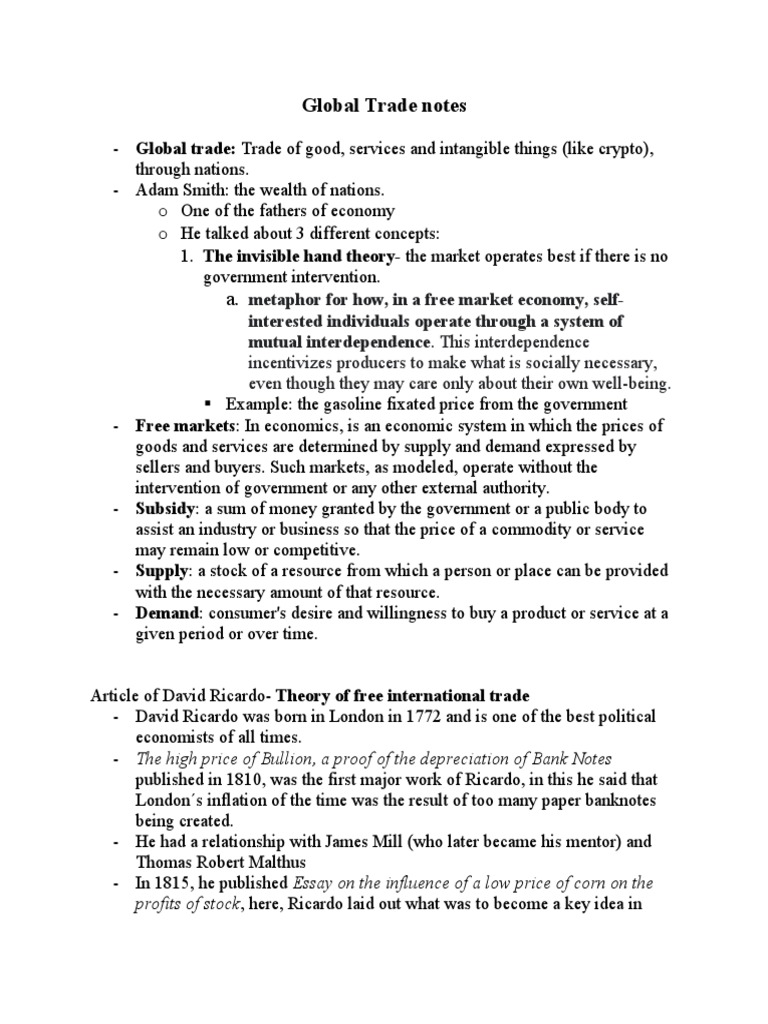 Global Trade Notes | PDF