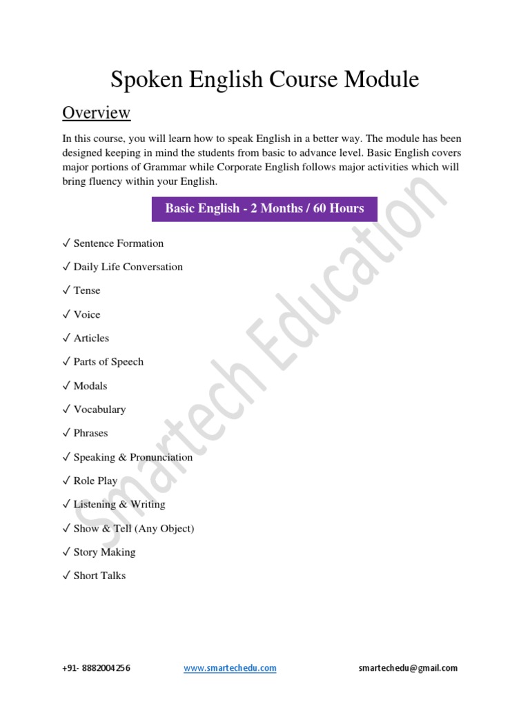 Spoken English Course Module | PDF | Career & Growth | Business
