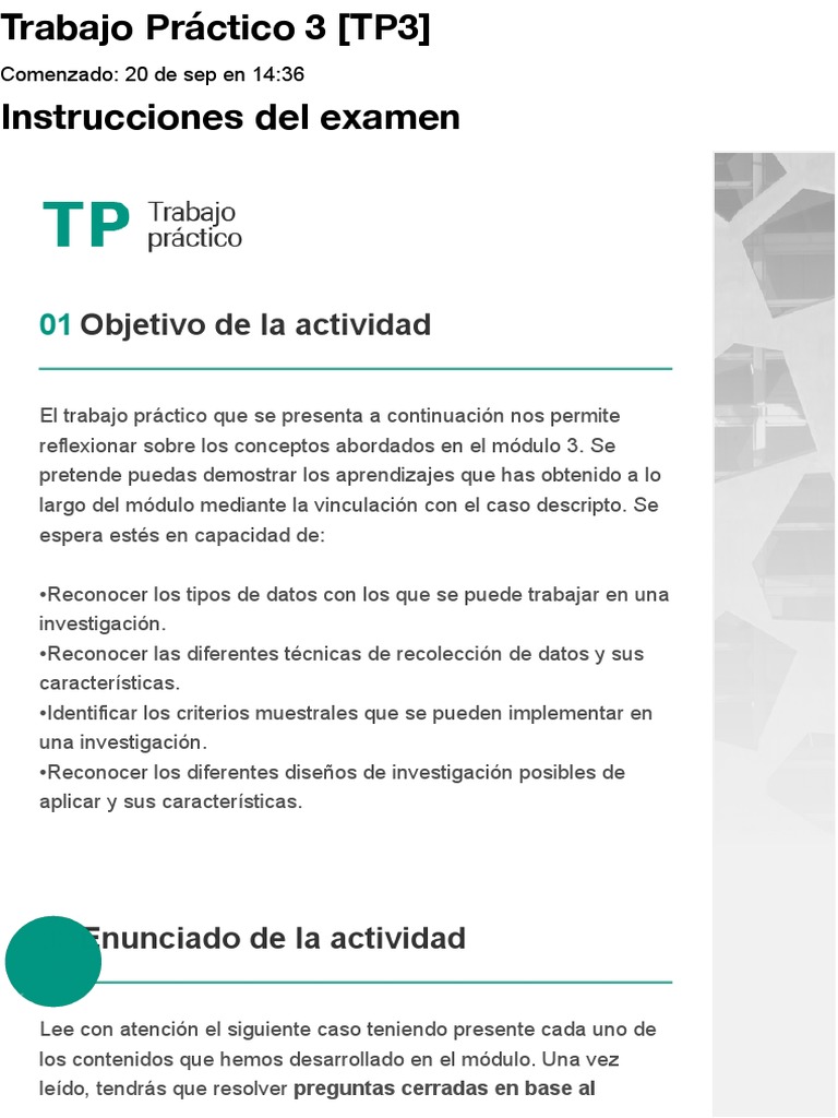 Examen - Trabajo Práctico 3 (TP3) | PDF | Experimentar | Probabilidad