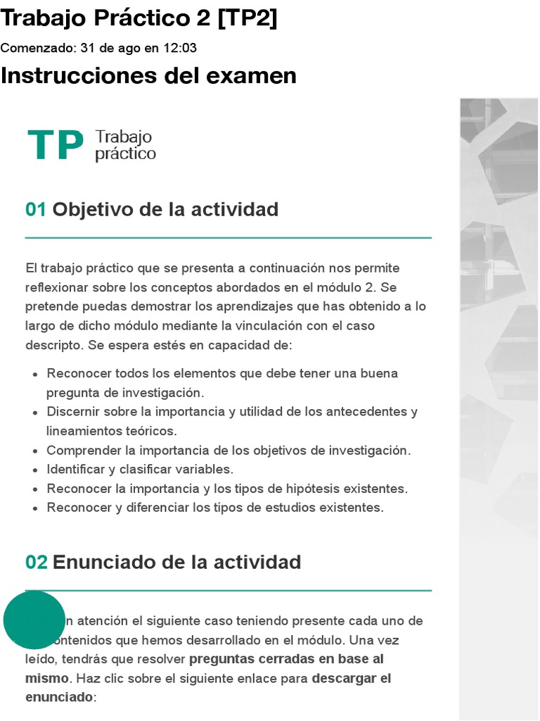 Examen - Trabajo Práctico 2 (TP2) | Descargar gratis PDF | Teoría ...