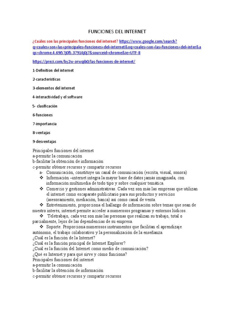 FUNCIONES DEL INTERNET GG | PDF