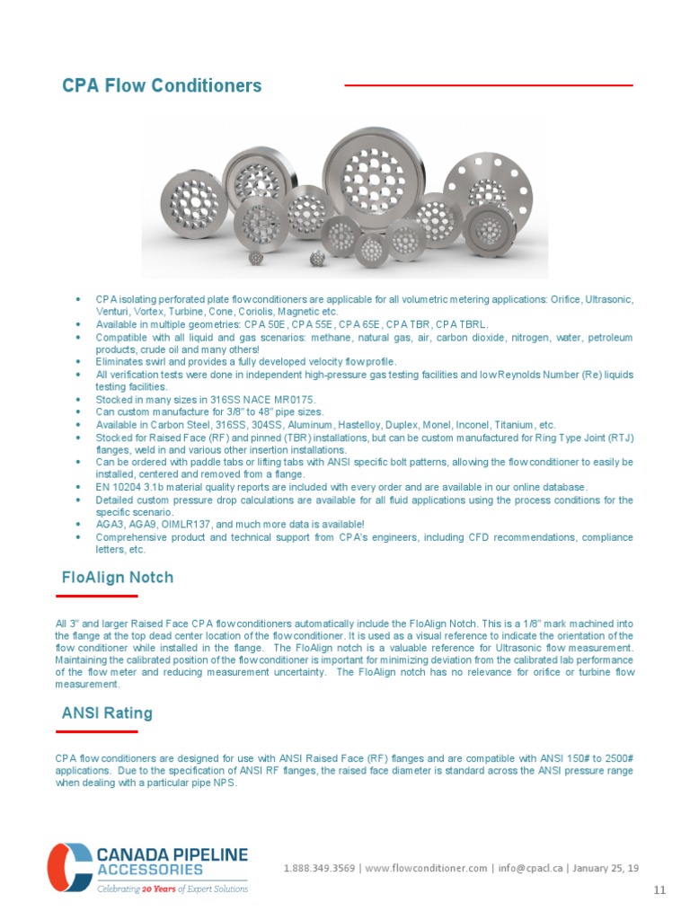 CPA Flow Conditioners for Metering Applications | PDF | Flow ...