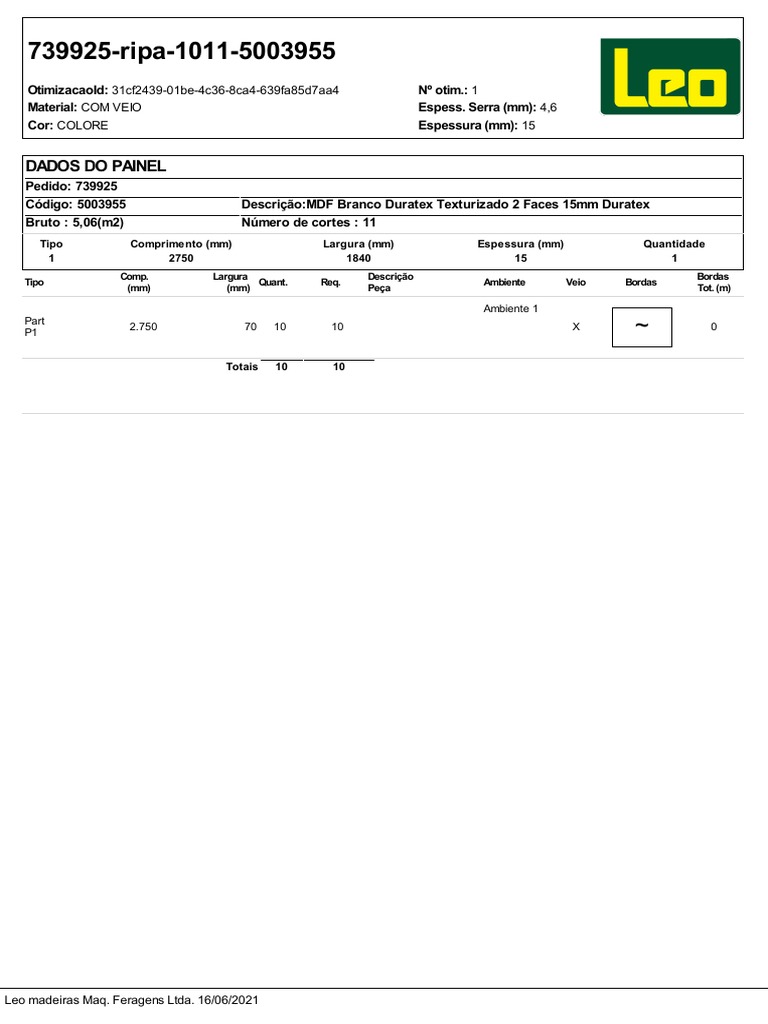 Ripa 1011 5003955 MDF Branco Duratex T Sumario | PDF