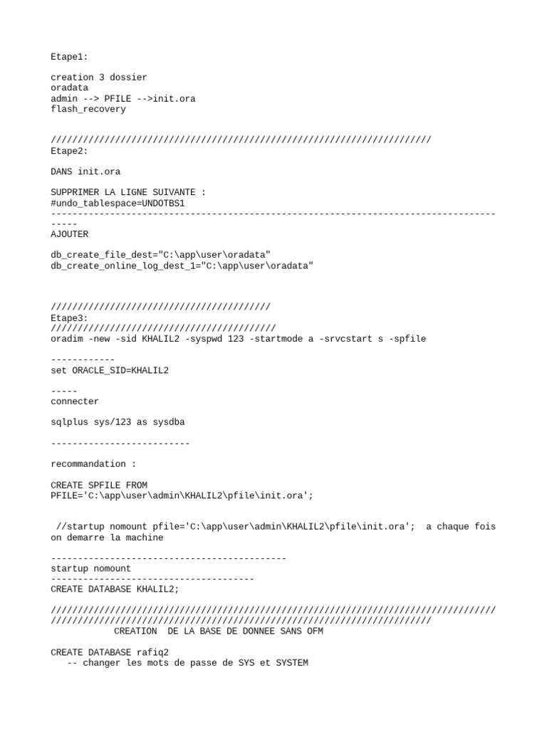 Creation Correcte DB ORACLE AVEC OFM | PDF