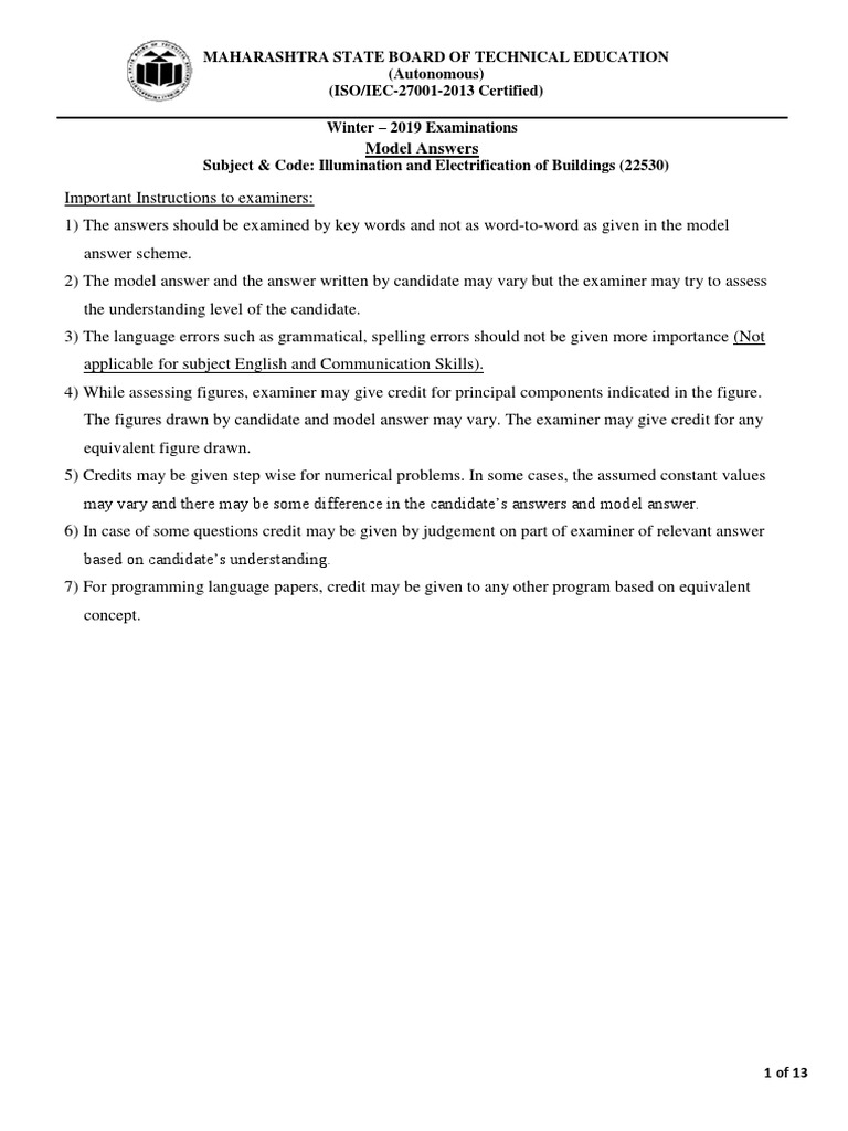 2019 Winter Model Answer Paper (Msbte Study Resources) | PDF | Lighting ...