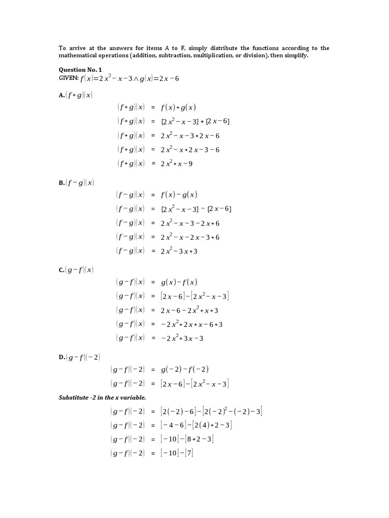 Composition Of Functions Pdf Function Mathematics Equations