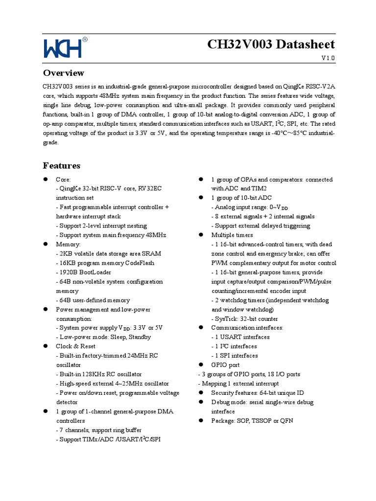 CH32V003DS0 en | PDF | Microcontroller | Analog To Digital Converter