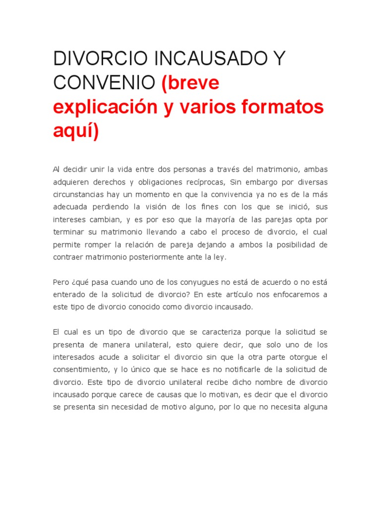 Divorcio Incausado Proceso Y Formatos Pdf Divorcio Matrimonio
