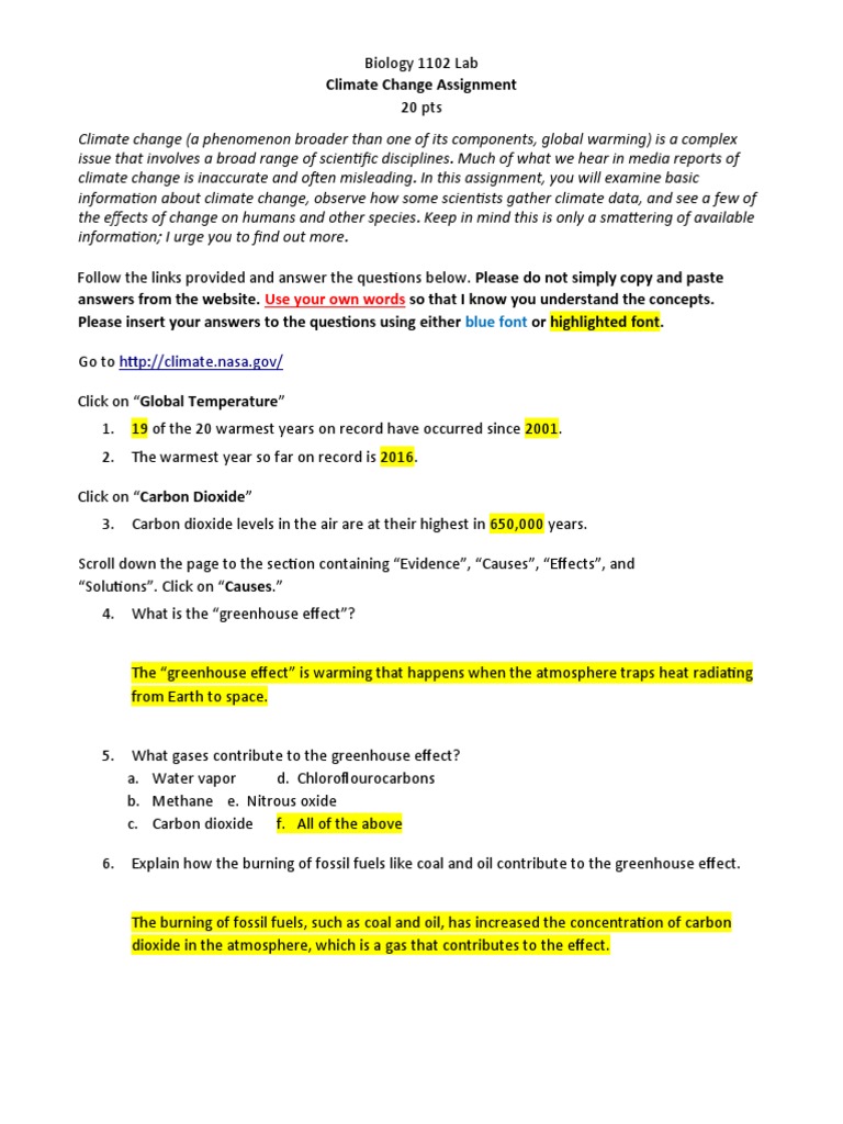 Climate Change Lab | PDF | Climate Change | Greenhouse Effect