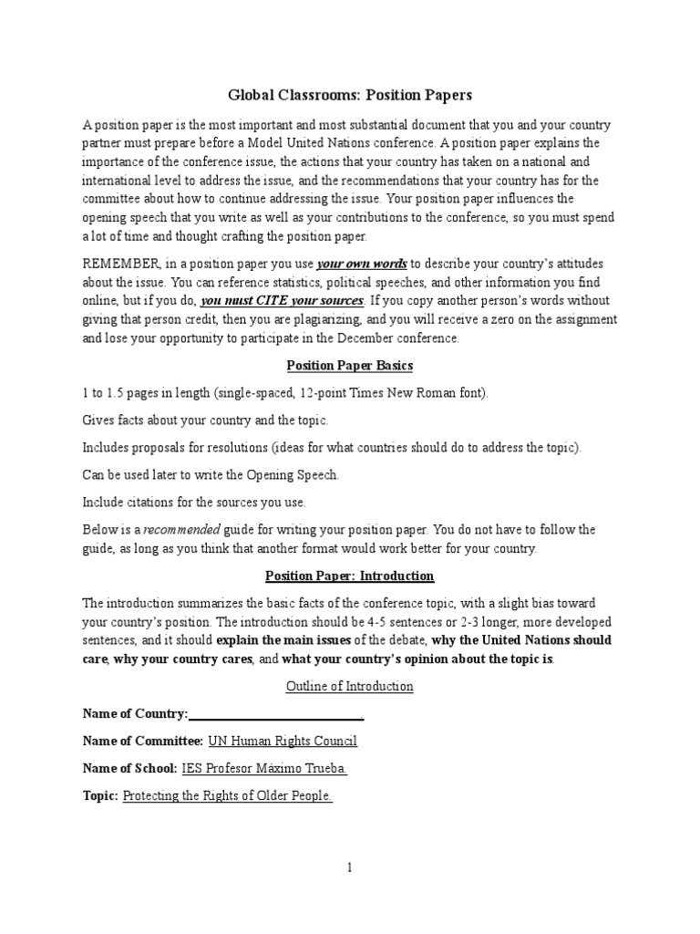 Position Paper Research Graphic Organizer - Protecting The Rights of ...