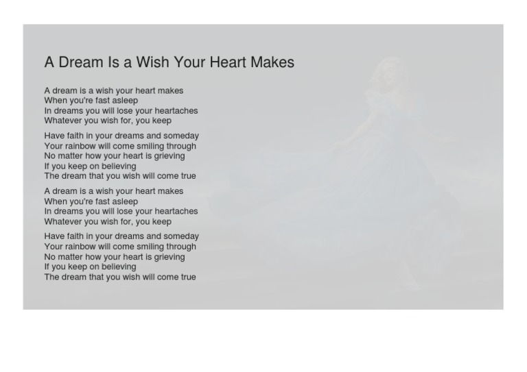 A Dream Is A Wish Your Heart Makes | PDF | Poetry