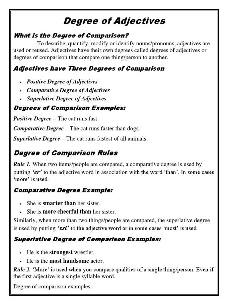 Degree of Adjectives | PDF | Adjective | Language Arts & Discipline