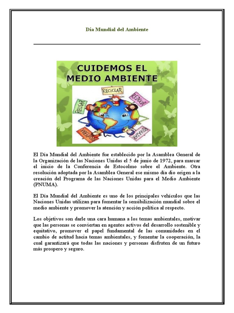 05 de Junio DIA DEL MEDIO AMBIENTE | PDF