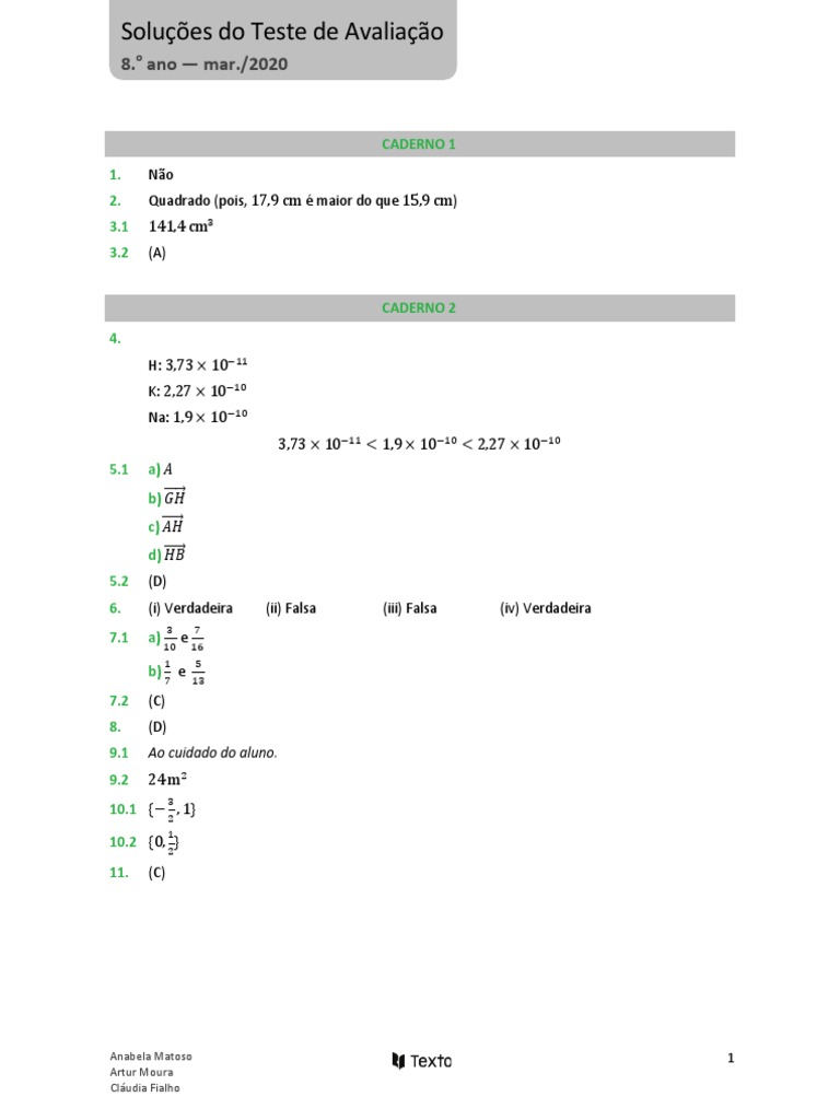 MAT 8 (Solucoes) Mar.2020 | PDF