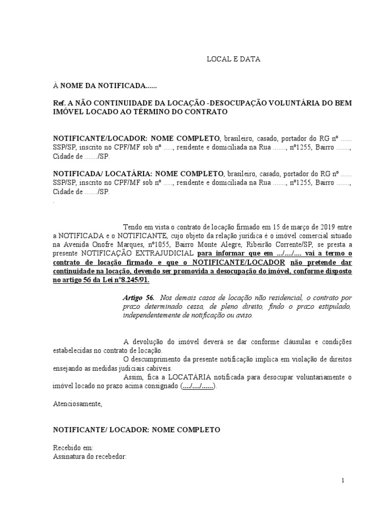 Notificação MODELO | PDF