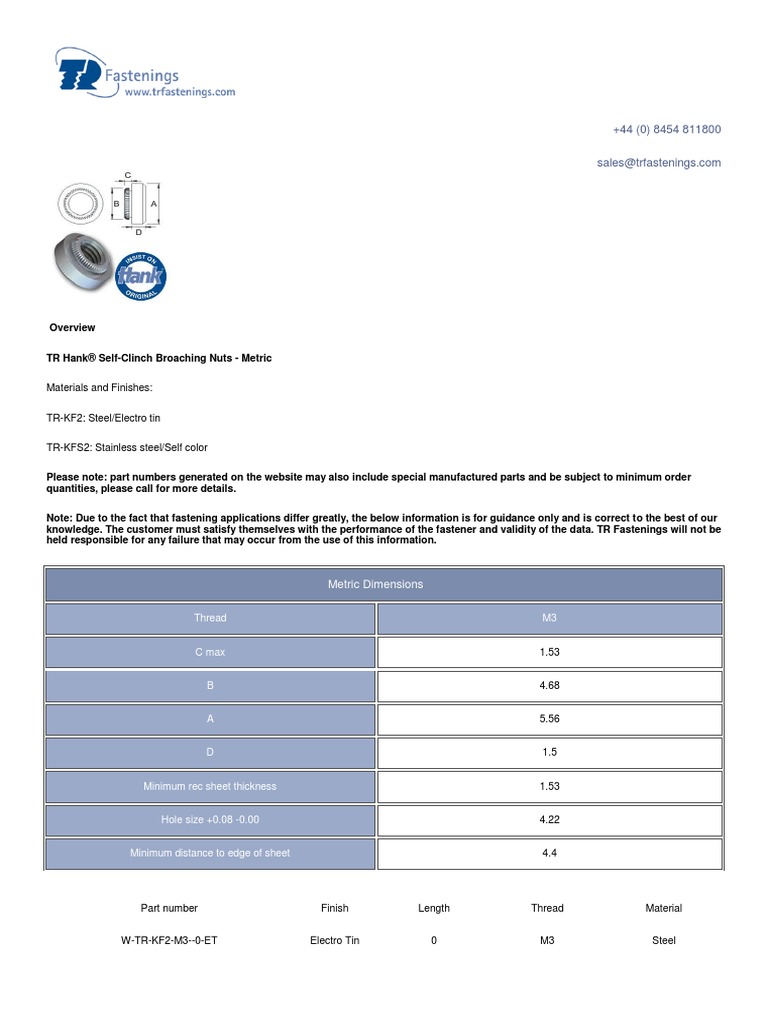 TR Fastenings TR - KF2 | PDF
