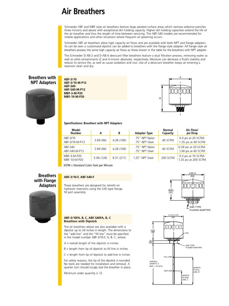 Air Breathers: Breathers With NPT Adapters | PDF | Filtration | Soil