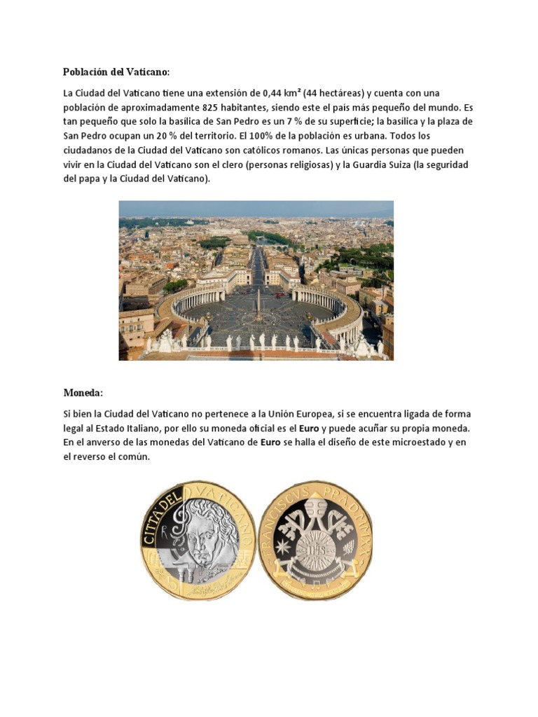 Población y Moneda Del Vaticano | PDF | Viajes y turismo | Religión y espiritualidad