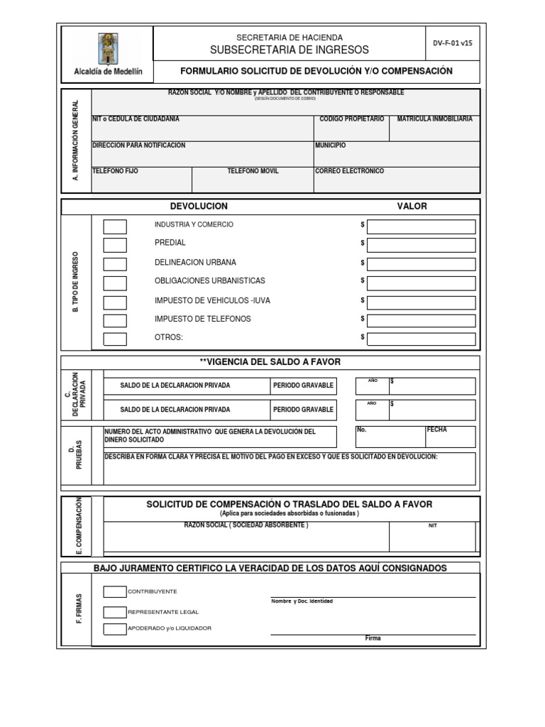Formulario Devoluciones | PDF | Compensación (Finanzas)