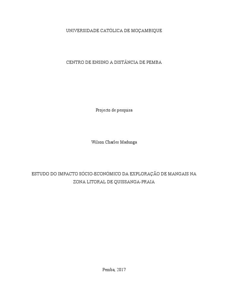 Projecto Final2-Wilson Madunga | PDF | Mangue | Biologia de Conservação