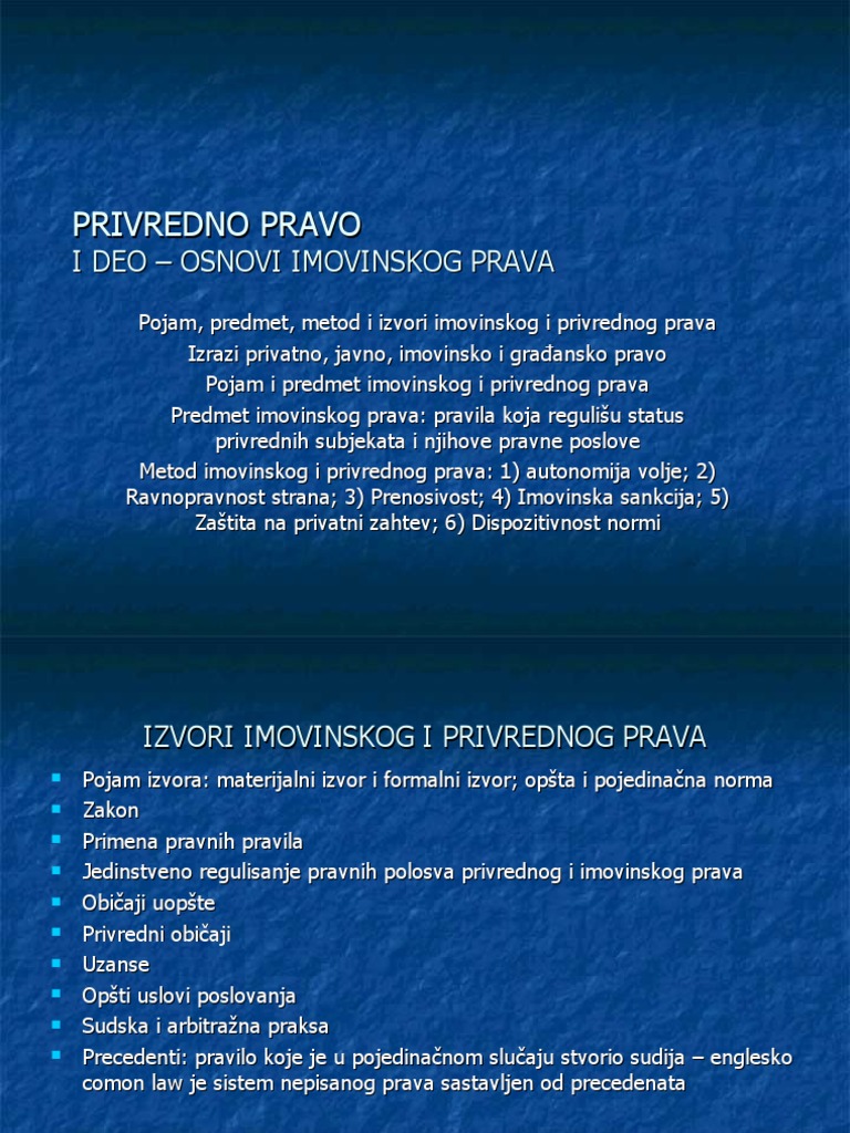 Osnovi Imovinskog Prava - Slajdovi | PDF