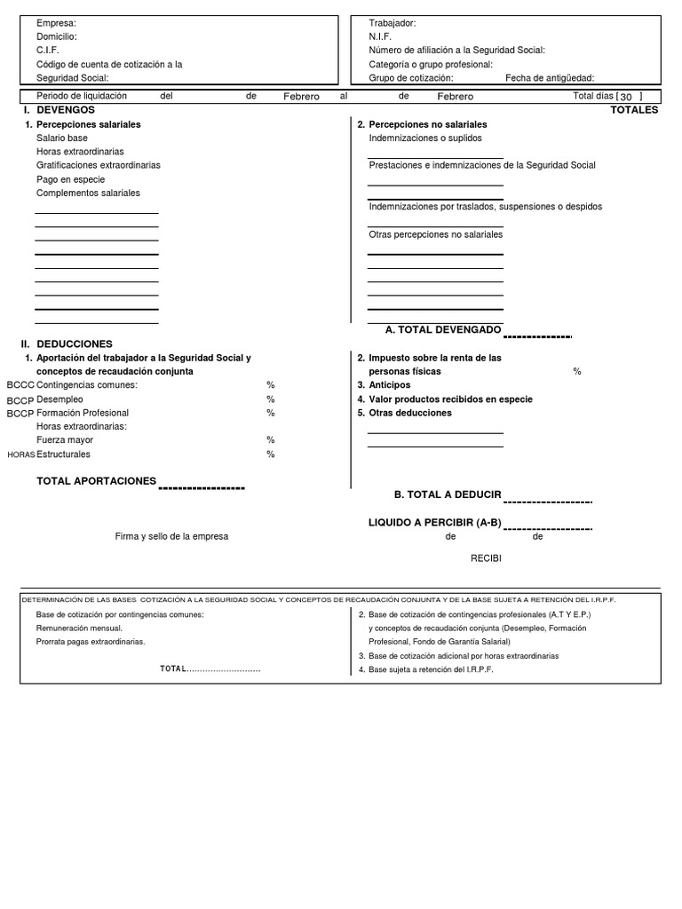 Modelo Nomina | PDF | Salario | Economias