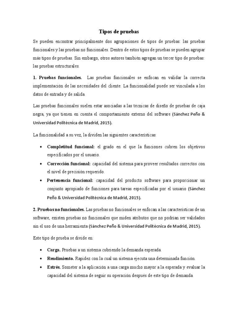 Tipos De Pruebas De Software Pdf Software Ingeniería De Software 3979