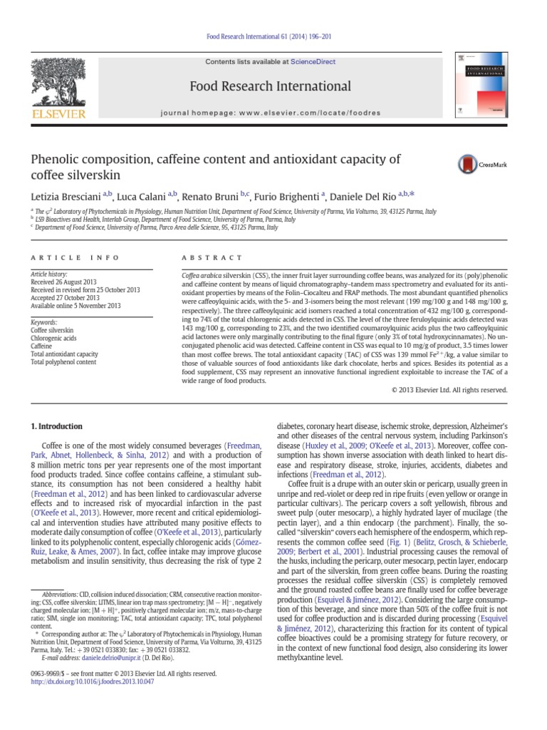 Phenolic Composition, Caffeine Content and Antioxidant Capacity of ...