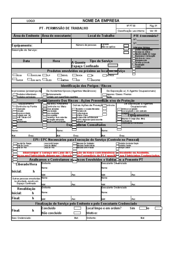Modelo de Permissão de Trabalho | PDF | Química | Materiais