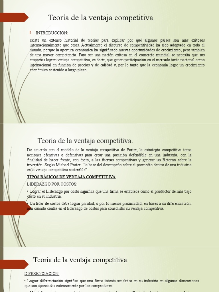 Teoría de La Ventaja Competitiva | PDF | Ventaja competitiva | Ciencias económicas