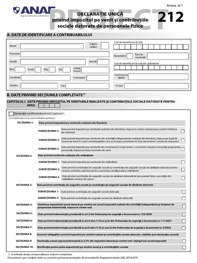 Document 2022 11 25 25925459 0 Proiect Declaratia Unica 2023 | PDF