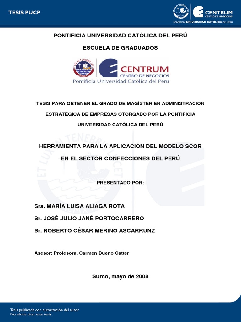 Aliaga Jane Merino Modelo Scor | PDF | Business | Logística
