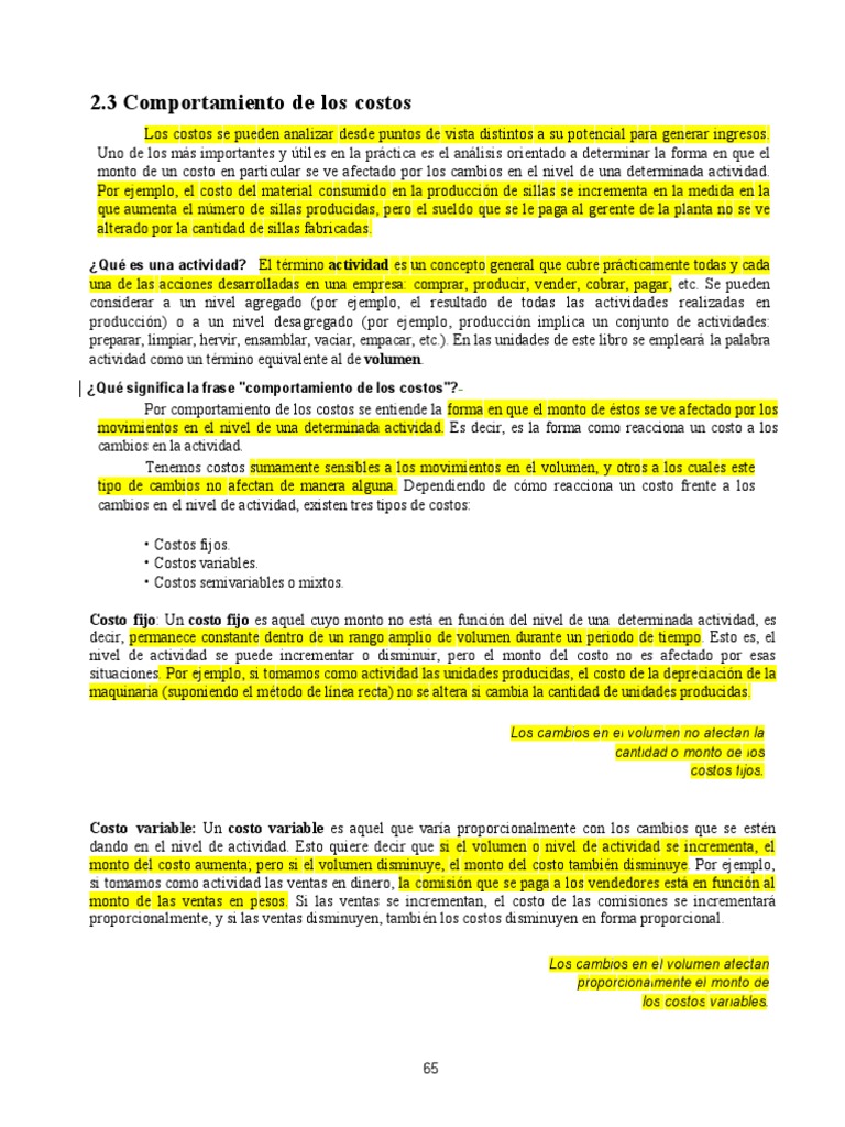 SEPARATA | PDF | Costo | Comportamiento
