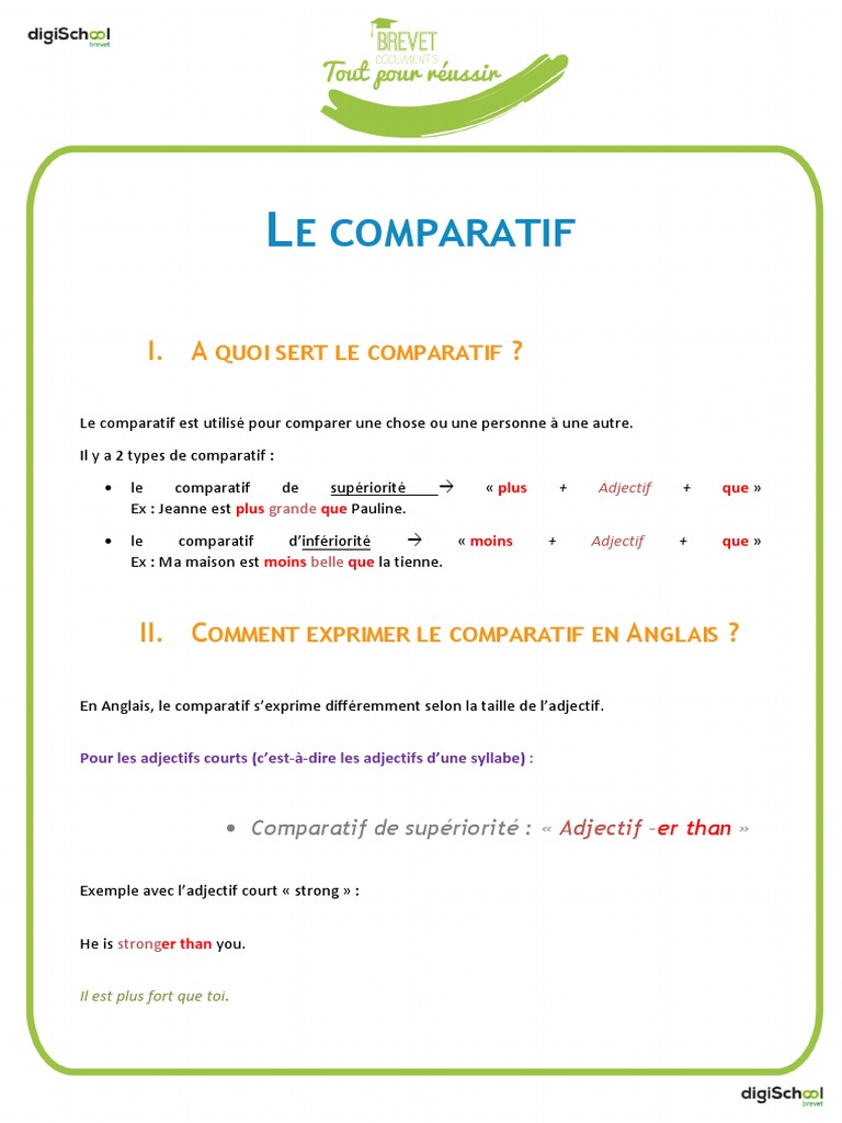 1 Cours Sur Le Comparatif | PDF