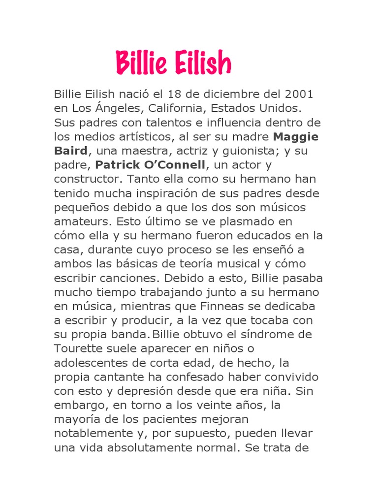 Billie Eilish | PDF | Salud y bienestar